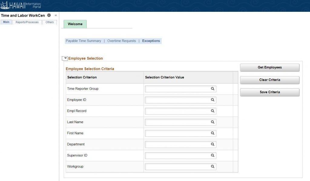 Hawaii Information Portal | Time and Leave Exception Management
