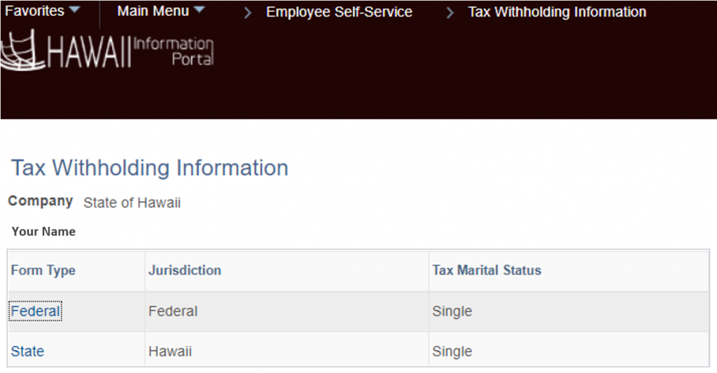 Hawaii Information Portal | Manage Your Tax Withholdings (W-4)