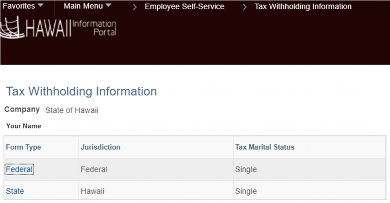 Hawaii Information Portal | Manage Your Tax Withholdings (W-4)