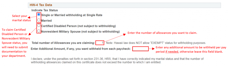 Hawaii Information Portal | Manage Your Tax Withholdings (W-4)