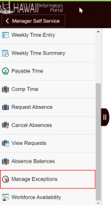 Hawaii Information Portal | Managing Exceptions