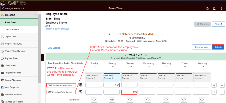 Hawaii Information Portal | How To Adjust Employee Compensatory Time ...