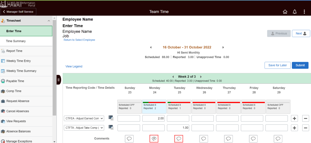 Hawaii Information Portal | How To Adjust Employee Compensatory Time ...