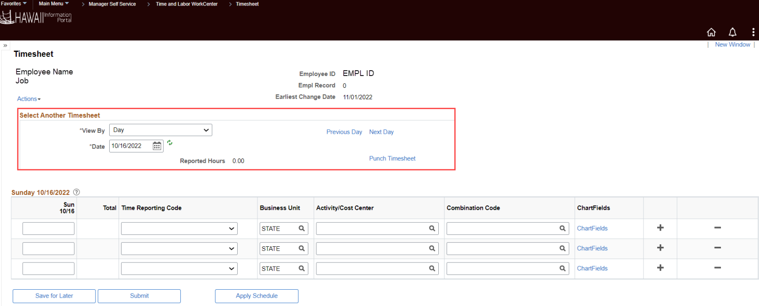 Hawaii Information Portal | How To Navigate To Common Timekeeper Screens