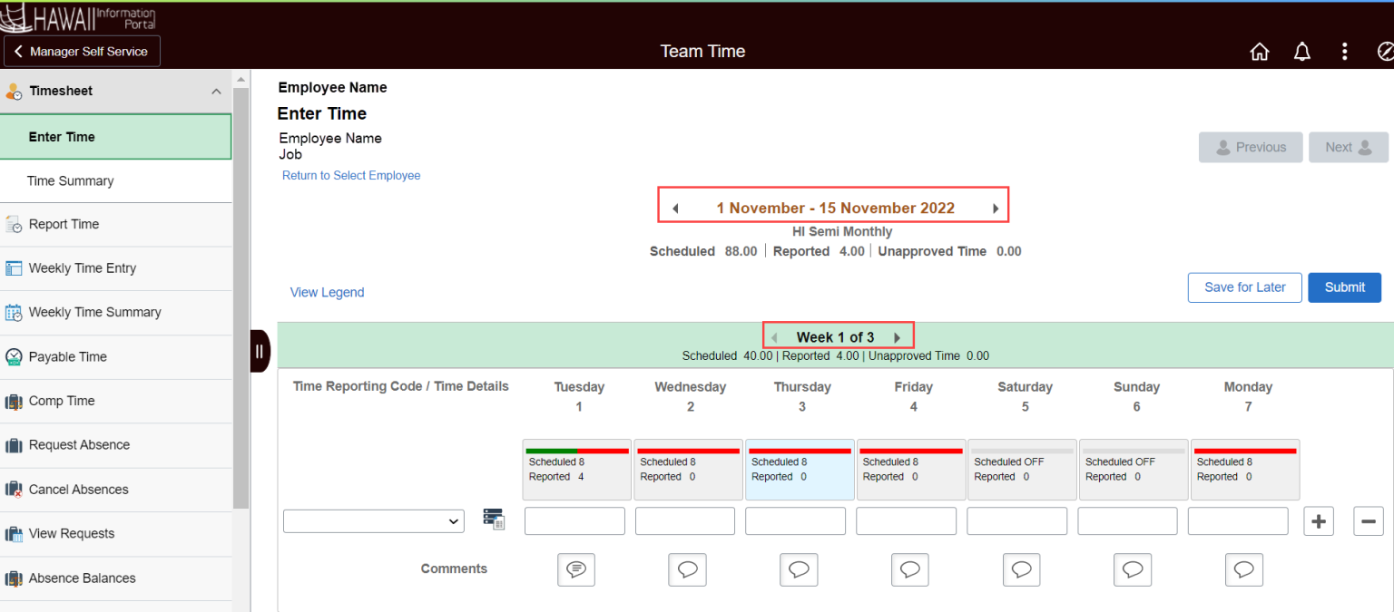 Hawaii Information Portal | How To Navigate To Common Timekeeper Screens