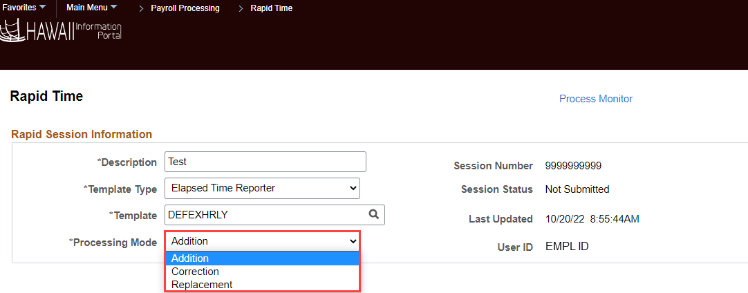Hawaii Information Portal | Using The Rapid Time Screen