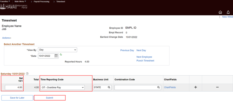 Hawaii Information Portal | How To Enter Time For An Employee