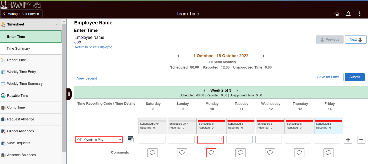 Hawaii Information Portal | How To Enter Time For An Employee