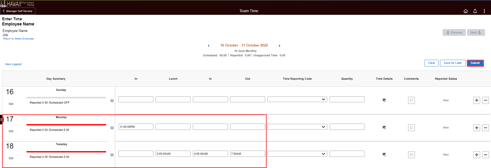 Hawaii Information Portal | How To Enter Timesheet Entries For Shifts ...