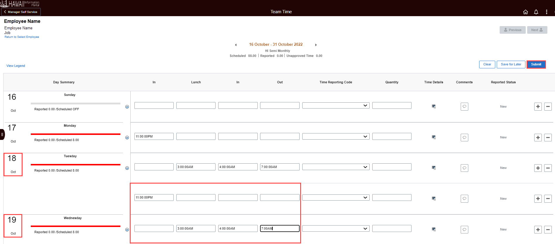 Hawaii Information Portal | How To Enter Timesheet Entries For Shifts ...